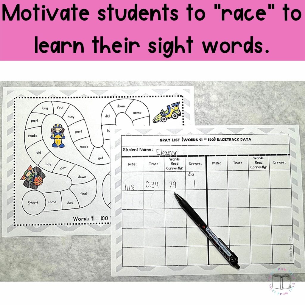 Fry Sight Word Fluency Racetracks | Words 91 - 100 | Printable | Made ...
