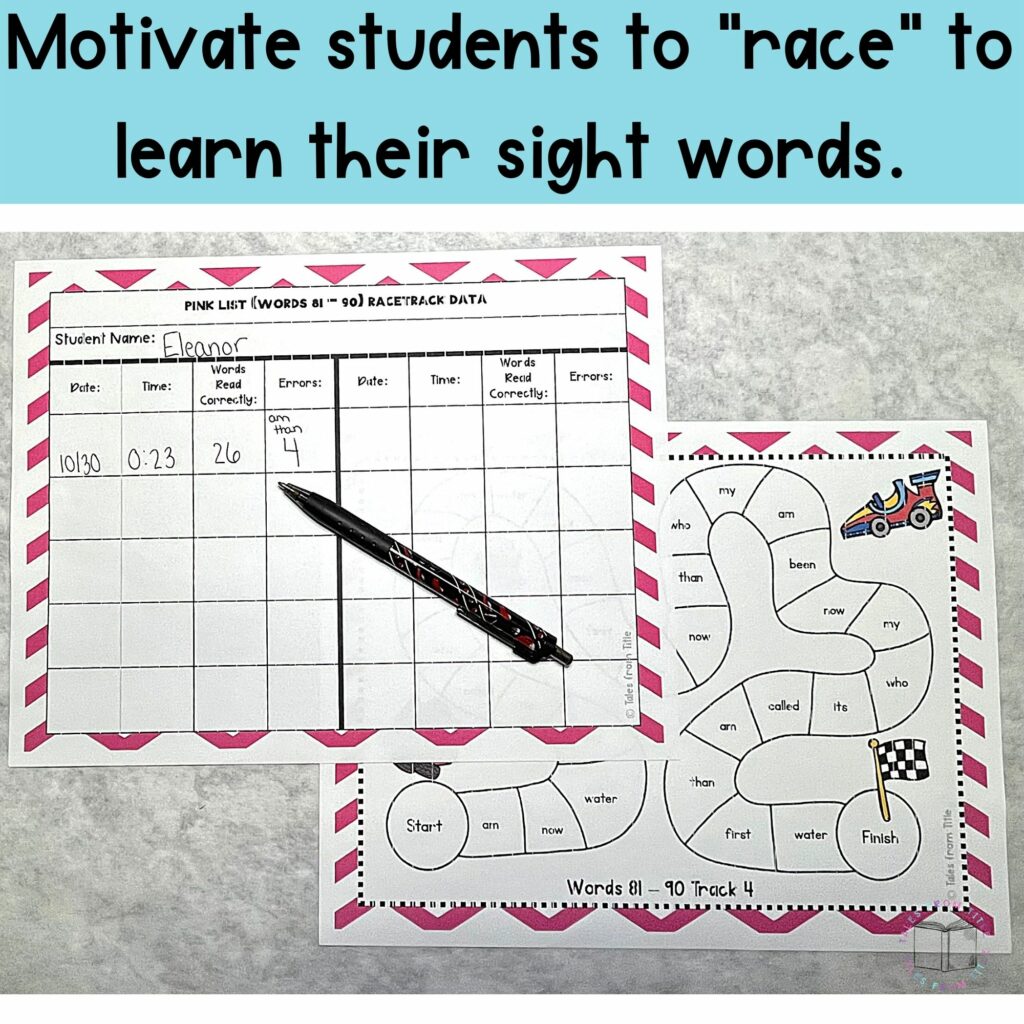 Fry Sight Word Fluency Racetrack Bundle | Words 1 - 100 | Printable ...