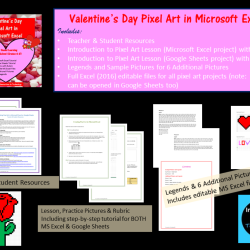 Valentine's Day Pixel Art - Microsoft Excel or Google Sheets | Made By ...