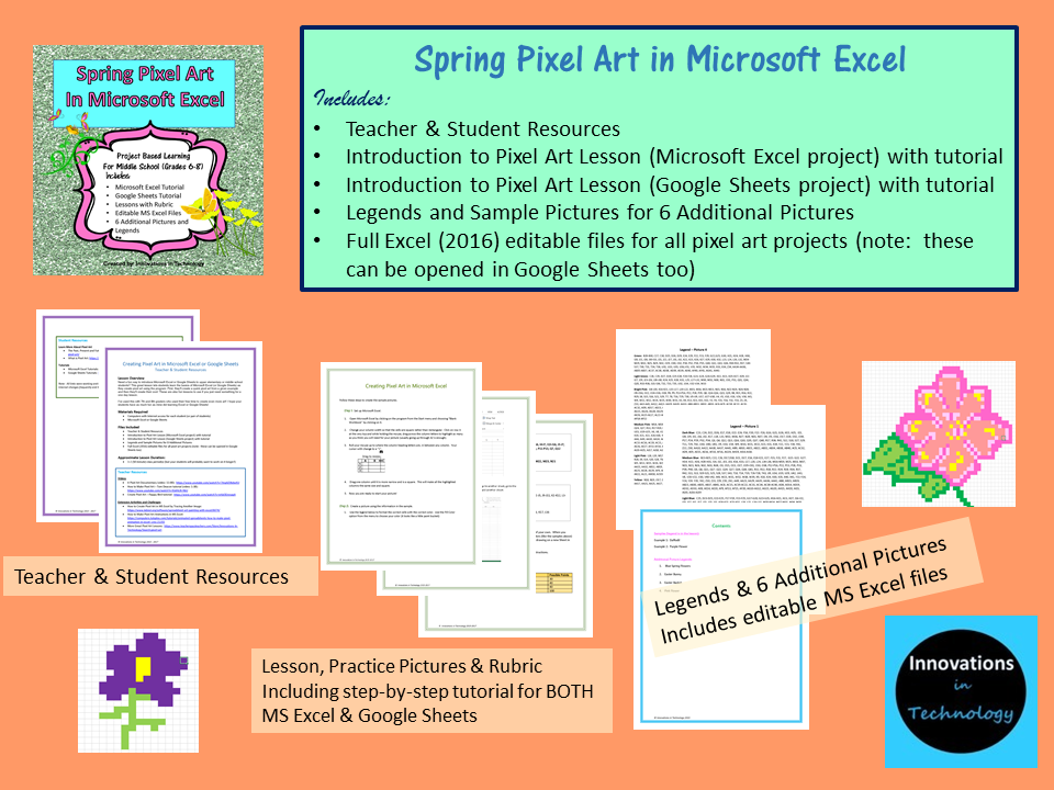 Spring Pixel Art in Microsoft Excel or Google Sheets - Made By Teachers