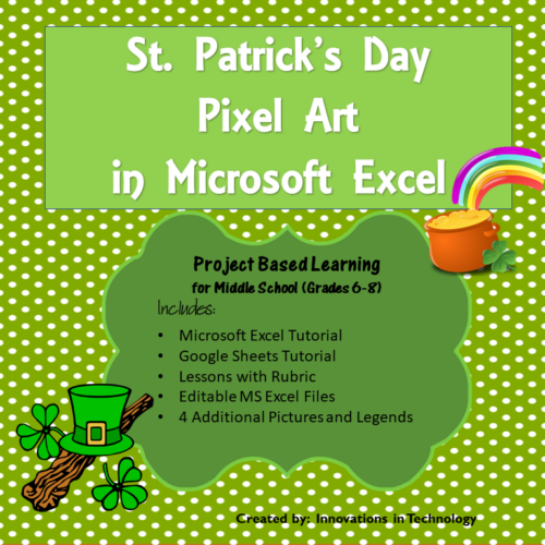 St. Patrick's Day Pixel Art Microsoft Excel or Google Sheets | Made By ...