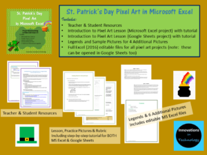 St. Patrick's Day Pixel Art Microsoft Excel or Google Sheets | Made By ...