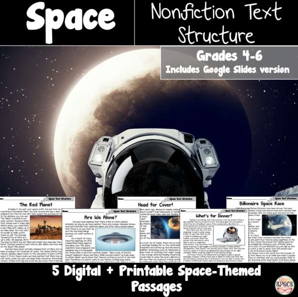 Space Nonfiction Text Structure Passages - Made By Teachers