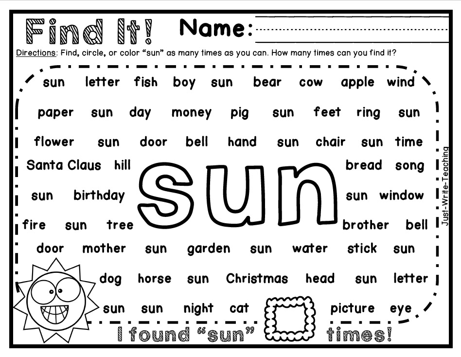 Dolch Nouns List Sight Word Find It Activities - Made By Teachers