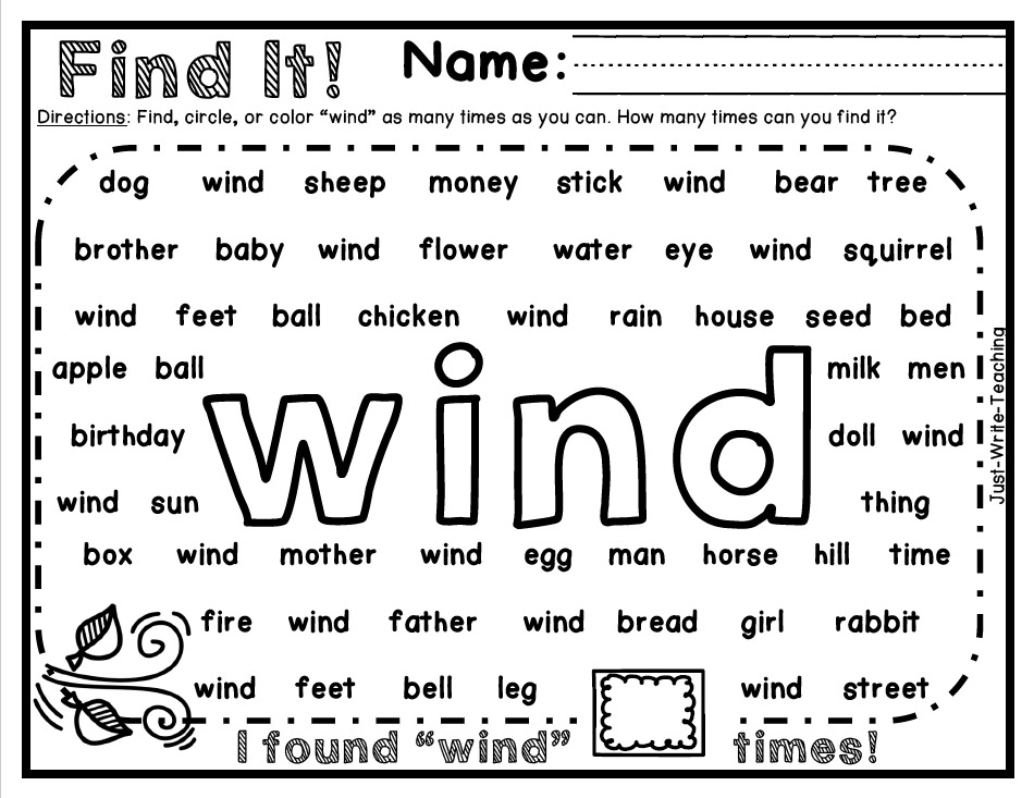 Dolch Nouns List Sight Word Find It Activities | Made By Teachers