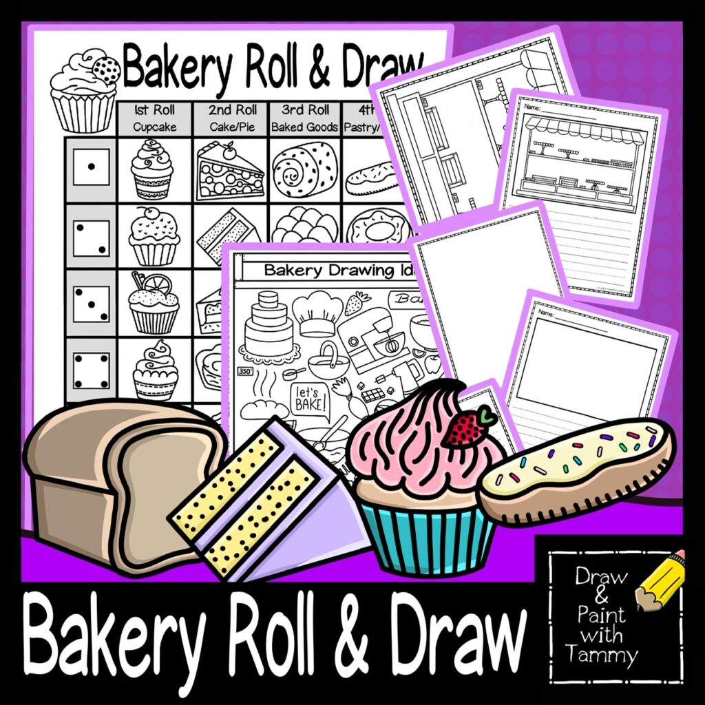 Bakery Store Roll and Draw Printable Art Game and Art Sub Lesson - Made ...