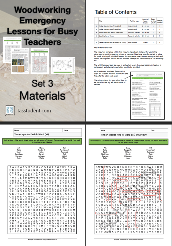 Woodwork Lessons for Busy Teachers Set 3 - "Materials" - Made By Teachers