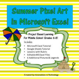 Summer Pixel Art in Microsoft Excel or Google Sheets - Made By Teachers