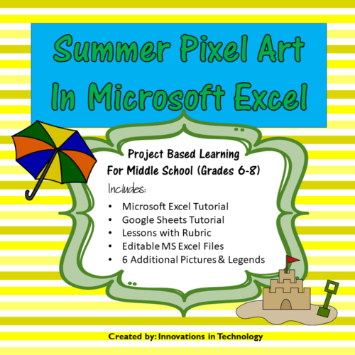 Summer Pixel Art in Microsoft Excel or Google Sheets - Made By Teachers