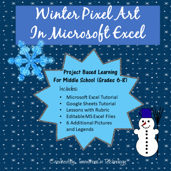 Winter Pixel Art in Microsoft Excel or Google Sheets - Made By Teachers