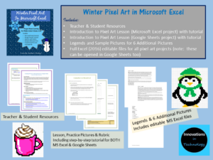 Winter Pixel Art in Microsoft Excel or Google Sheets - Made By Teachers