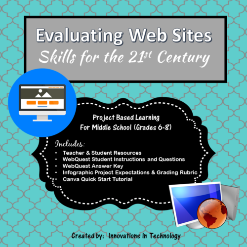 Evaluating Web Sites - WebQuest & Infographic Project | Made By Teachers