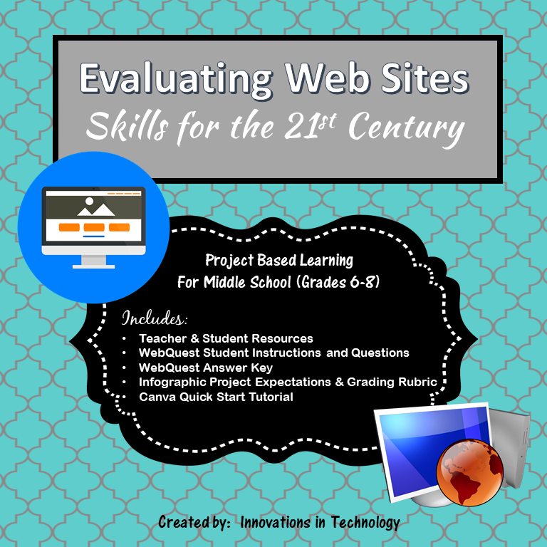 Evaluating Web Sites - WebQuest & Infographic Project | Made By Teachers