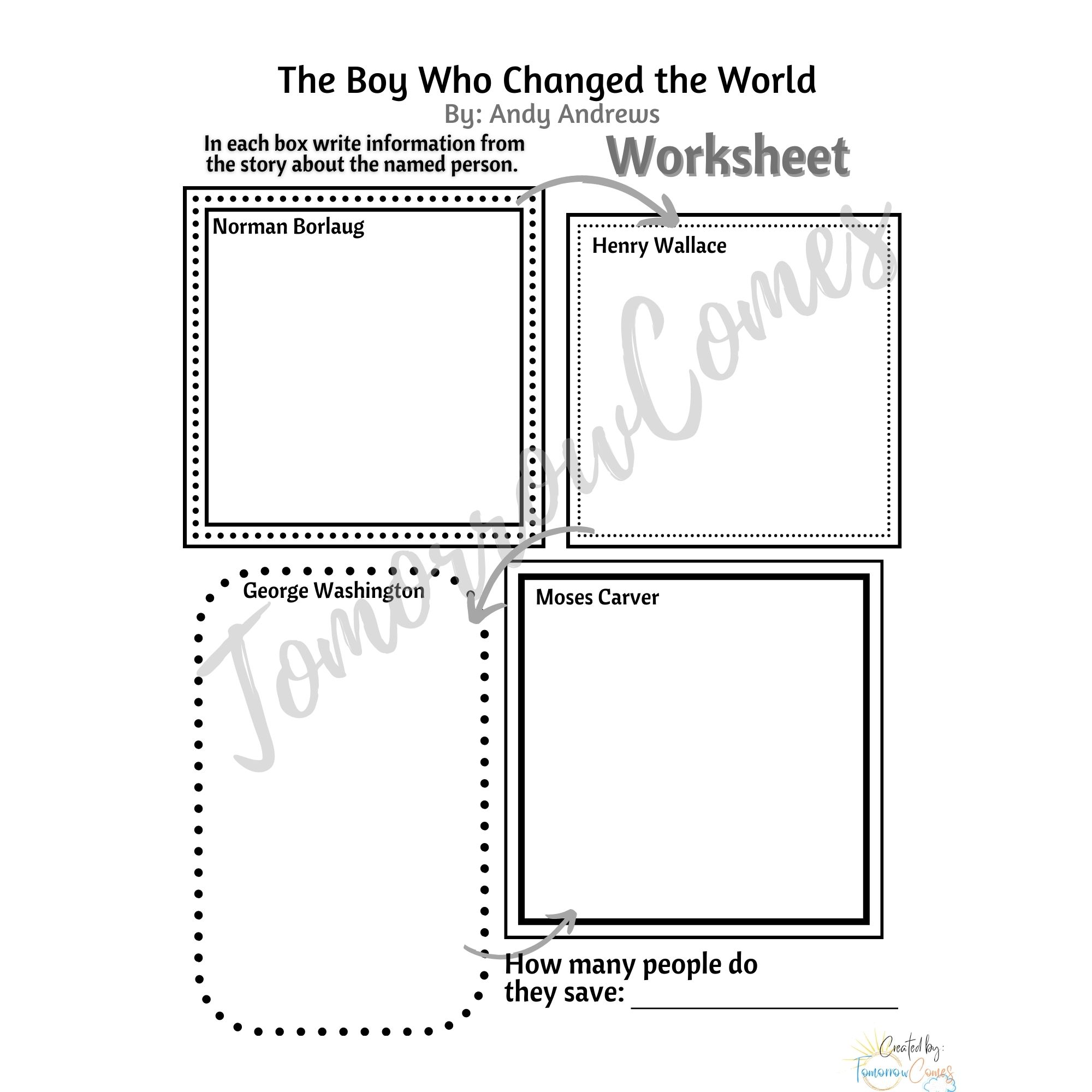 The Boy Who Changed the World by Andy Andrews: book study worksheets ...