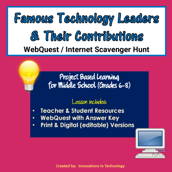 Famous Technology Leaders WebQuest Internet Scavenger Hunt - Made By ...