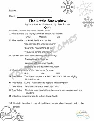 The Little Snowplow by Lora Koehler: Activity worksheets - Made By Teachers