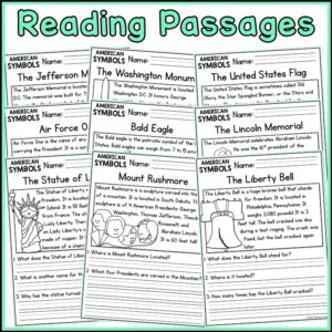 American Symbols Social Studies Reading Comprehension Passages K-2 ...