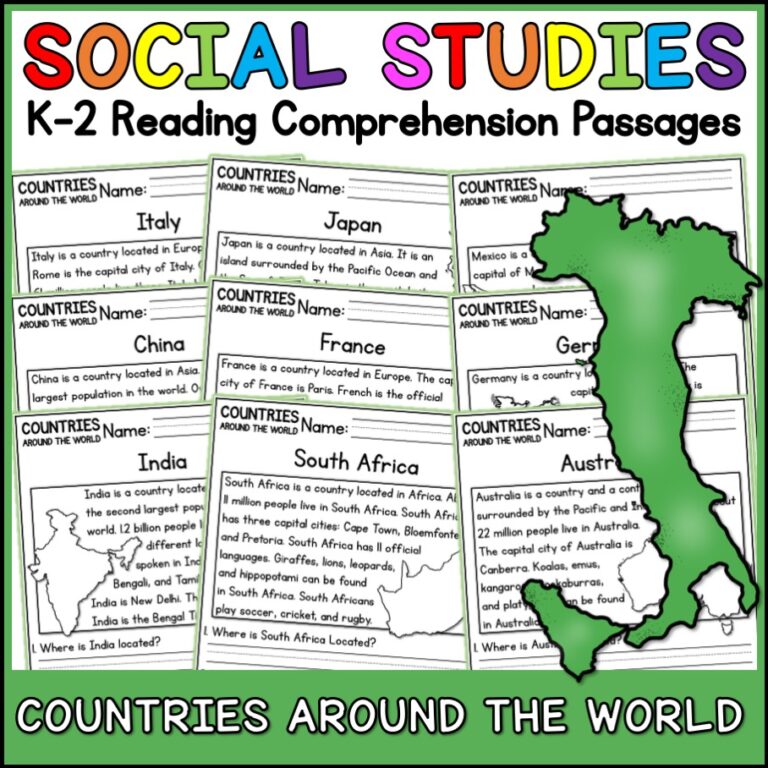 Countries Around the World Social Studies Reading Comprehension K-2 ...