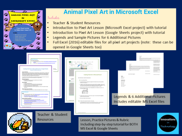 Animal Pixel Art in Microsoft Excel or Google Sheets - Made By Teachers