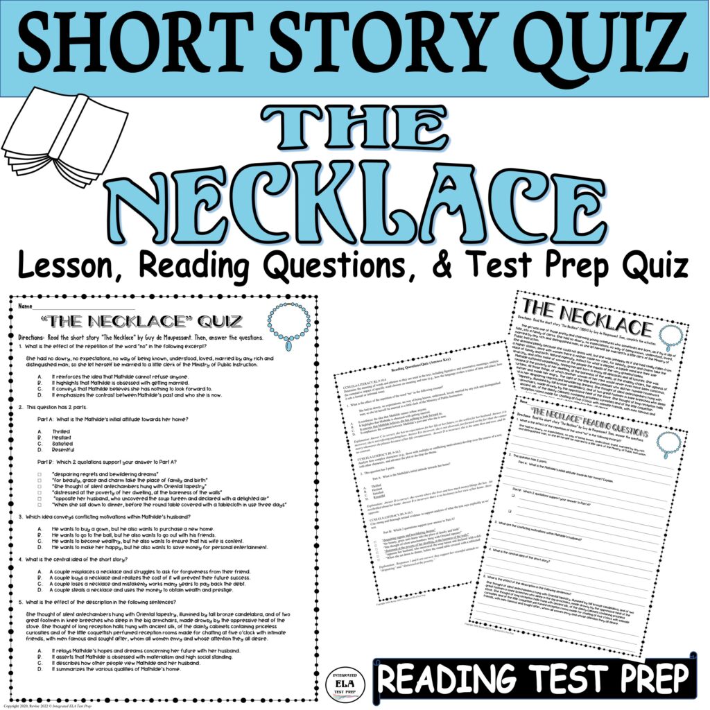 The Necklace Quiz Guy de Maupassant - Made By Teachers