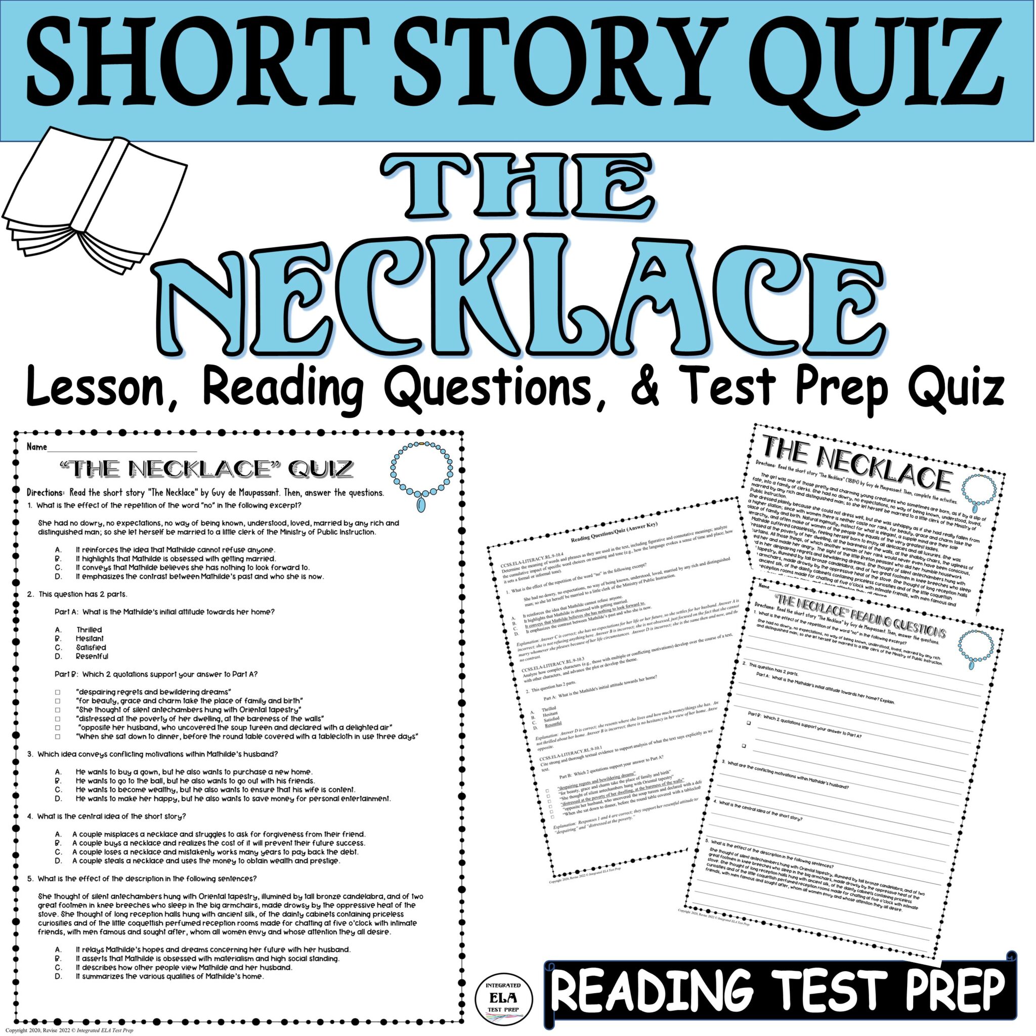 The Necklace Quiz Guy de Maupassant | Made By Teachers