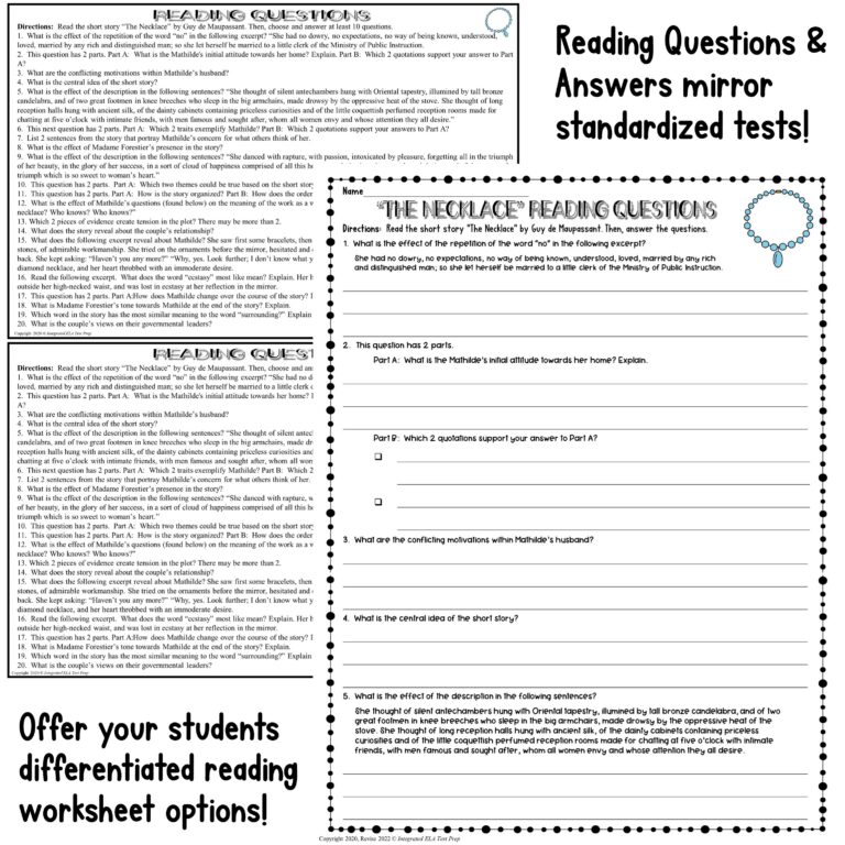 The Necklace Quiz Guy de Maupassant | Made By Teachers