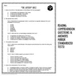 Shirley Jackson The Lottery Quiz Reading Comprehension Questions Test ...