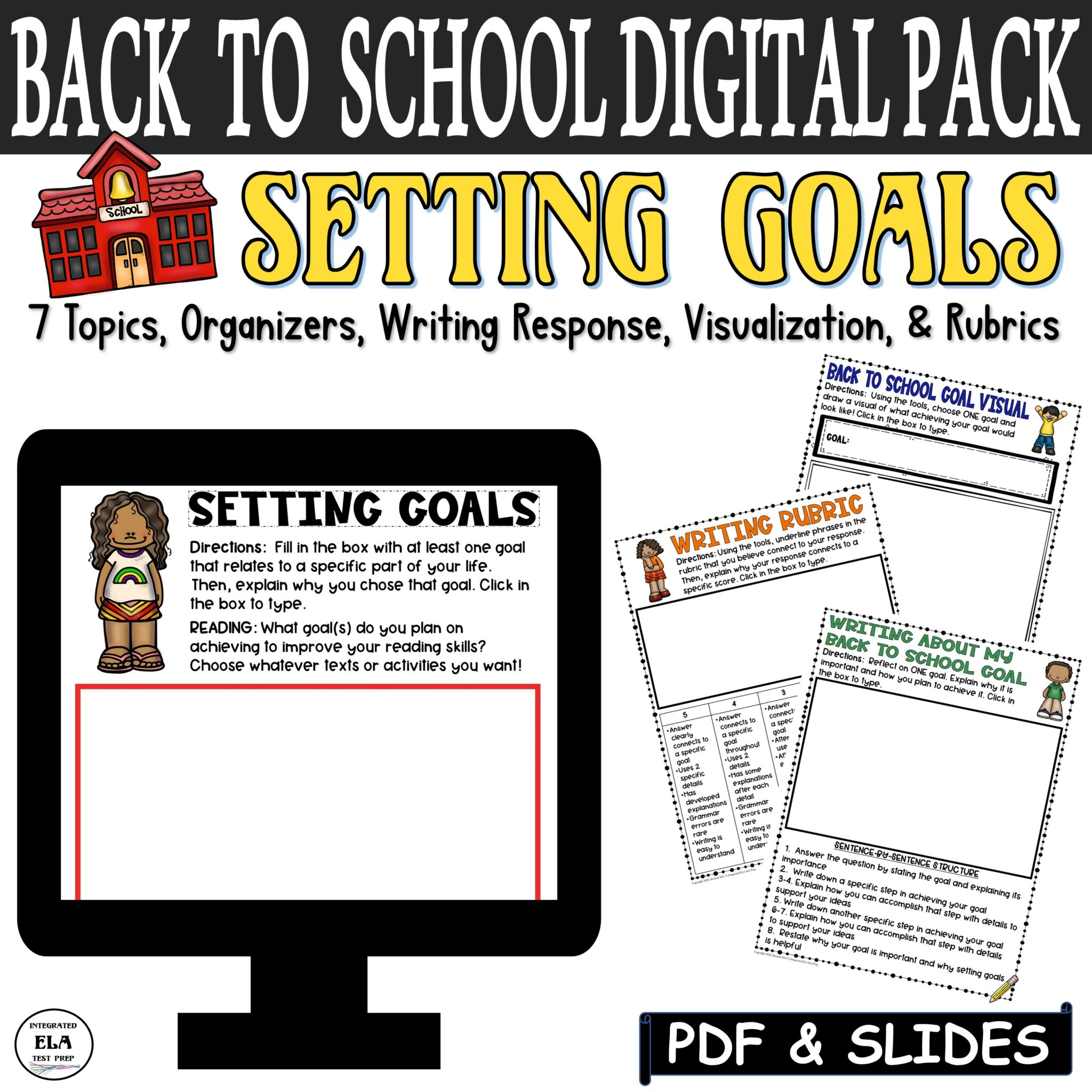 Back To School Activities Setting Goals Worksheets Writing Rubric ...