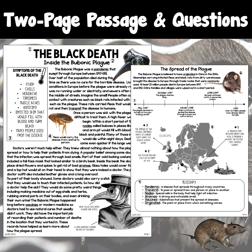 Nonfiction Text Features Passage: The Bubonic Plague | Made By Teachers