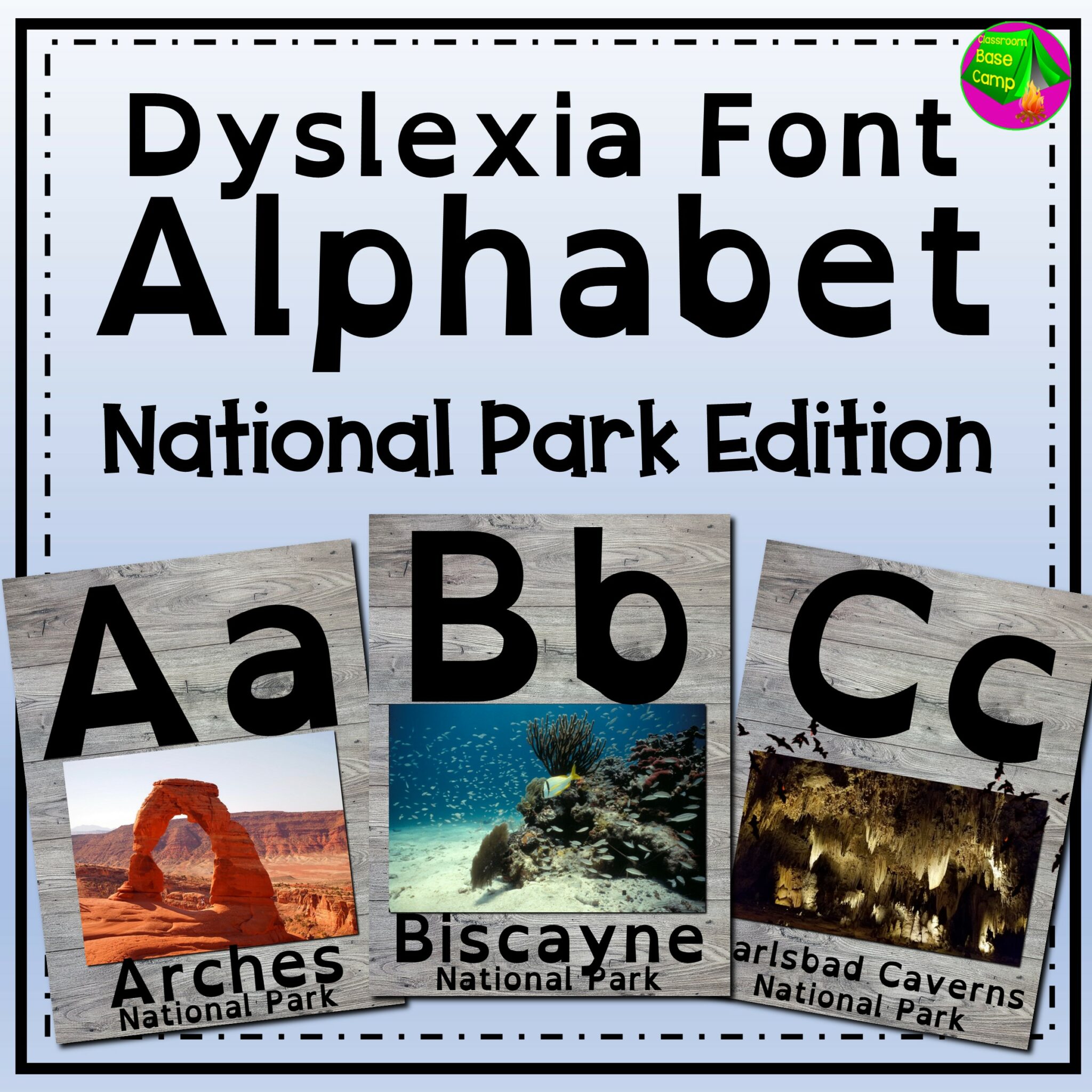 National Parks Alphabet Posters in Dyslexia Font | Made By Teachers