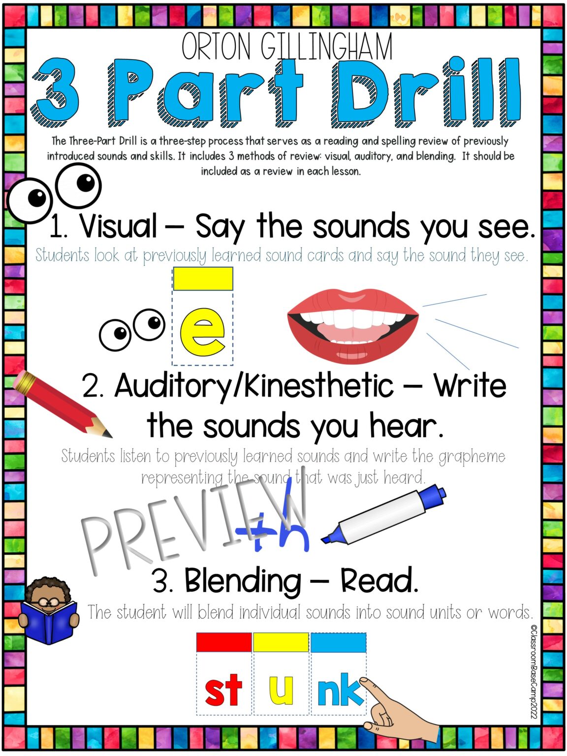 3 Part Drill Poster - Orton Gillingham - Made By Teachers