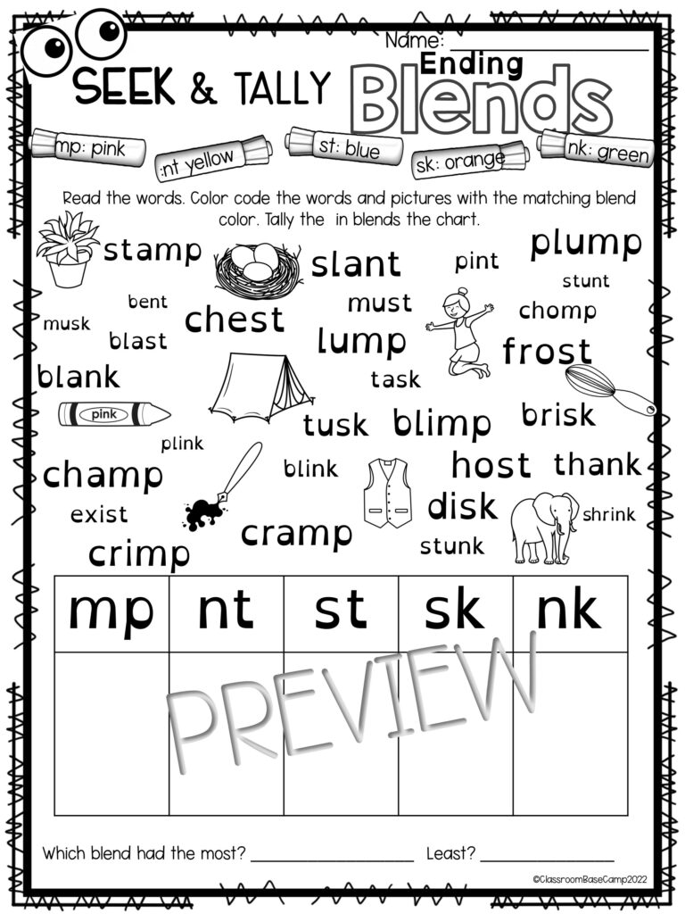 Ending Blends Worksheets / Orton Gillingham Activities | Made By Teachers