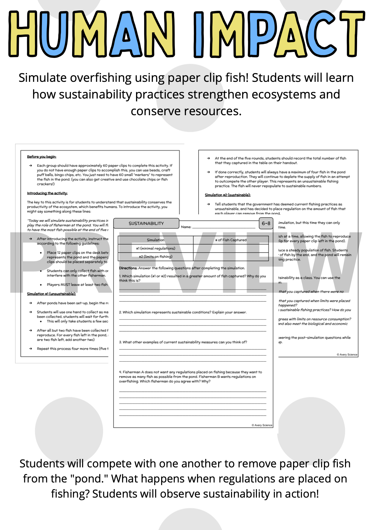Human Impact Sustainability Overfishing Simulation Activity - Made By ...