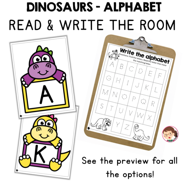 Dinosaurs, Write the Room Alphabet Activities, Letter formation - PreK ...