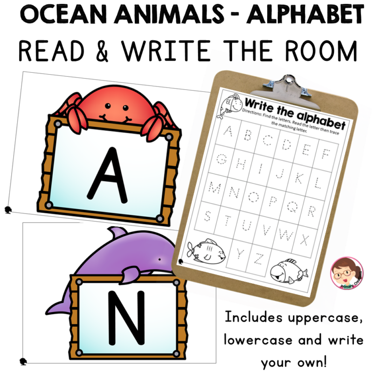 Ocean Animals, Write the Room Alphabet Activities, Letter formation ...
