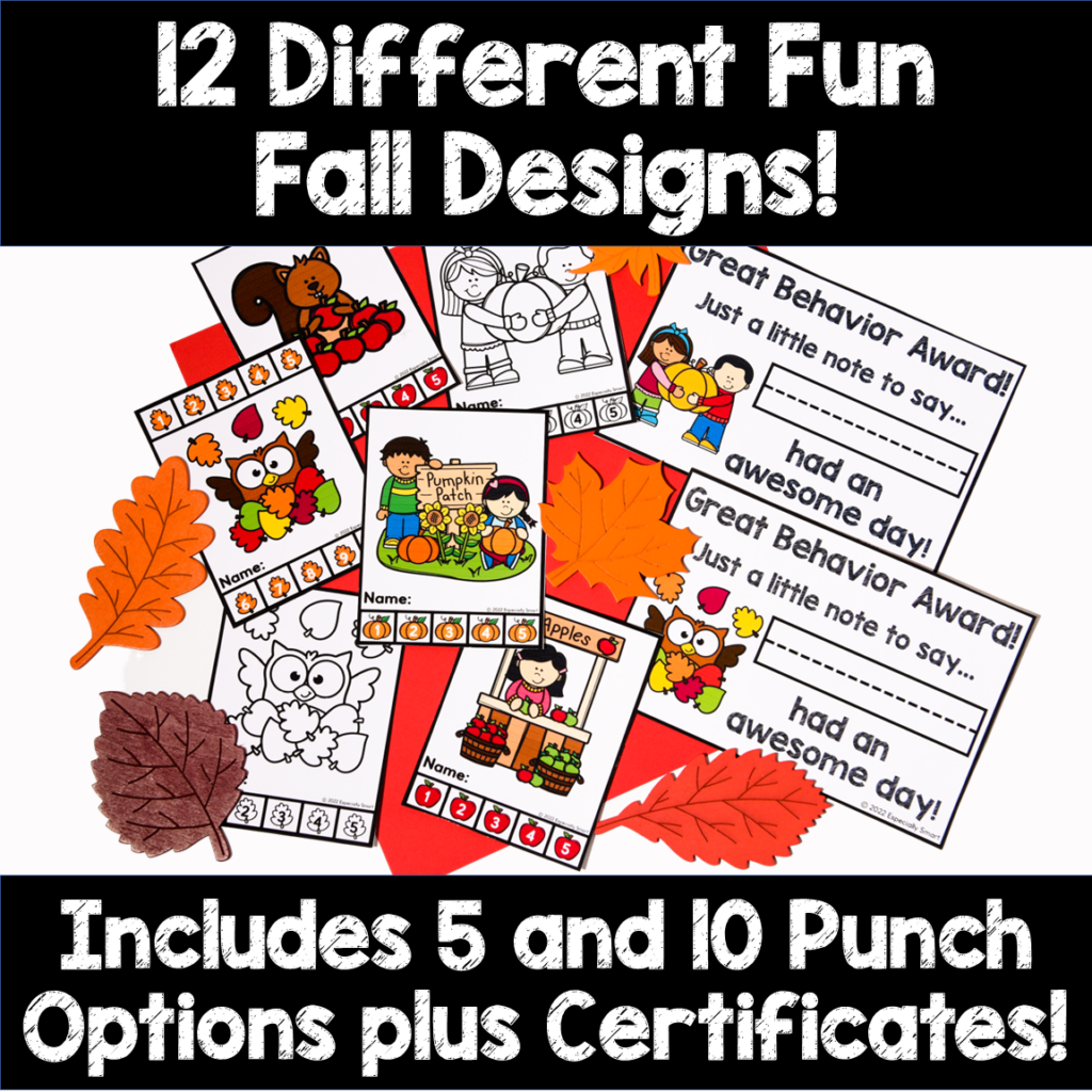 Fall Behavior Punch Cards and Reward Certificates - Made By Teachers