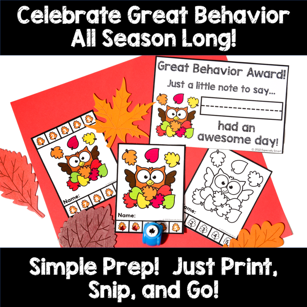 Fall Behavior Punch Cards and Reward Certificates | Made By Teachers