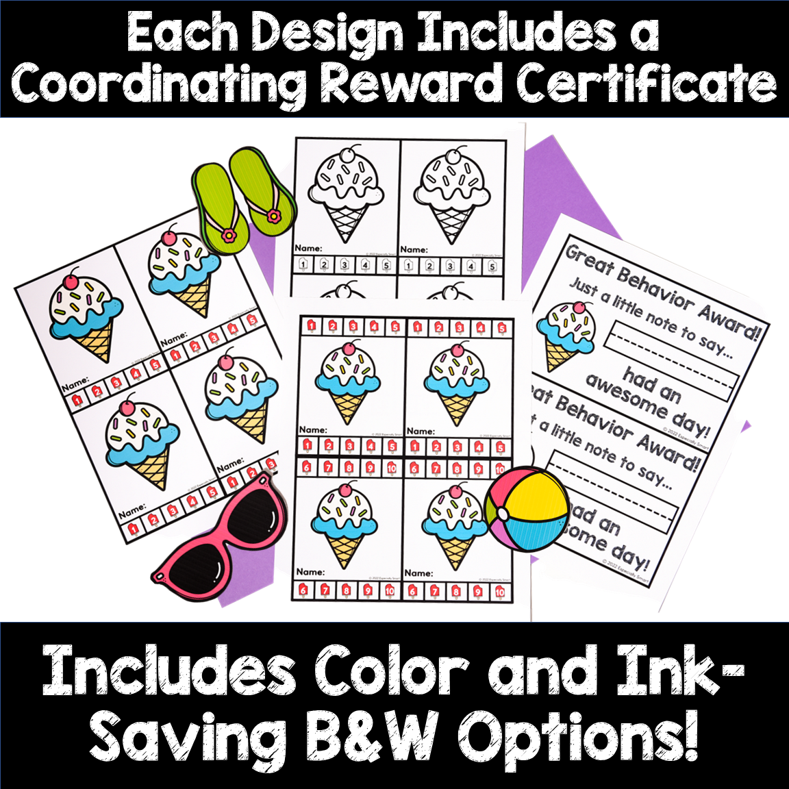 Summer Behavior Punch Cards and Reward Certificates | Made By Teachers