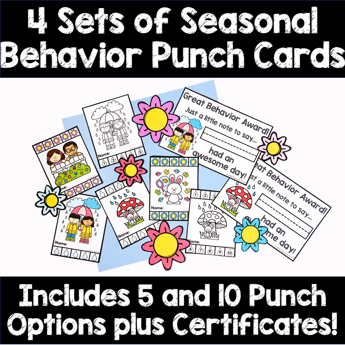 Seasonal Behavior Punch Cards Bundle with Reward Certificates | Made By ...