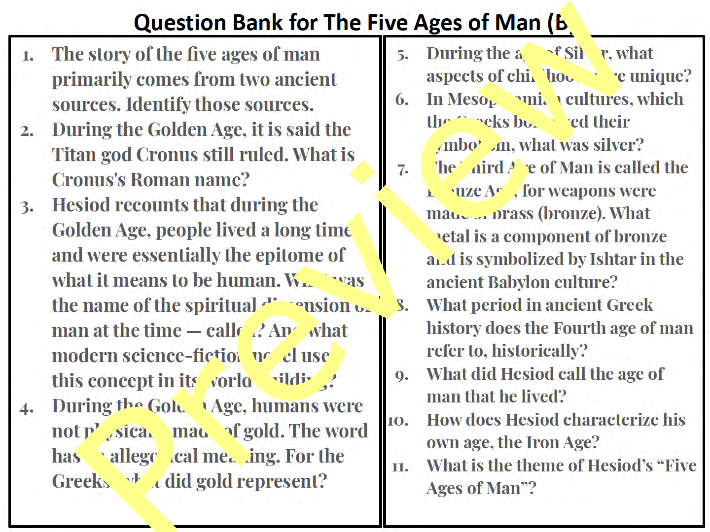 The Five Ages of Man: Greek Mythology Series (for Grades 7 - 10) | Made ...