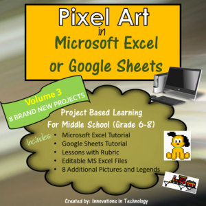 Pixel Art in Microsoft Excel or Google Sheets - VOLUME 3 - Made By Teachers
