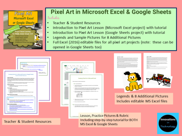 Pixel Art in Microsoft Excel or Google Sheets - VOLUME 3 | Made By Teachers