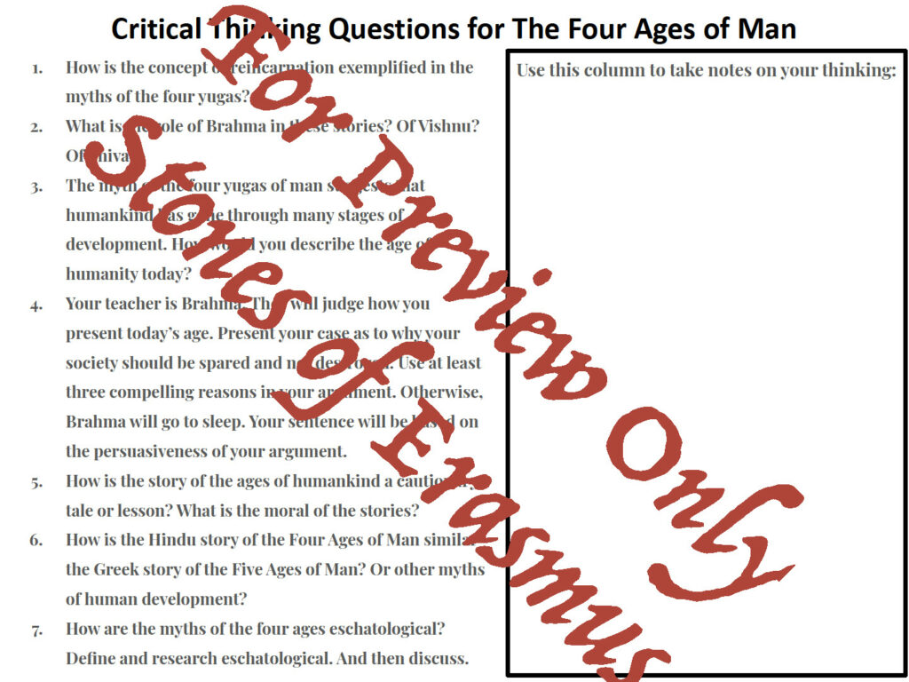 World Mythology Series: The Four Ages (Yugas) of Man (for Grades 8-10 ...