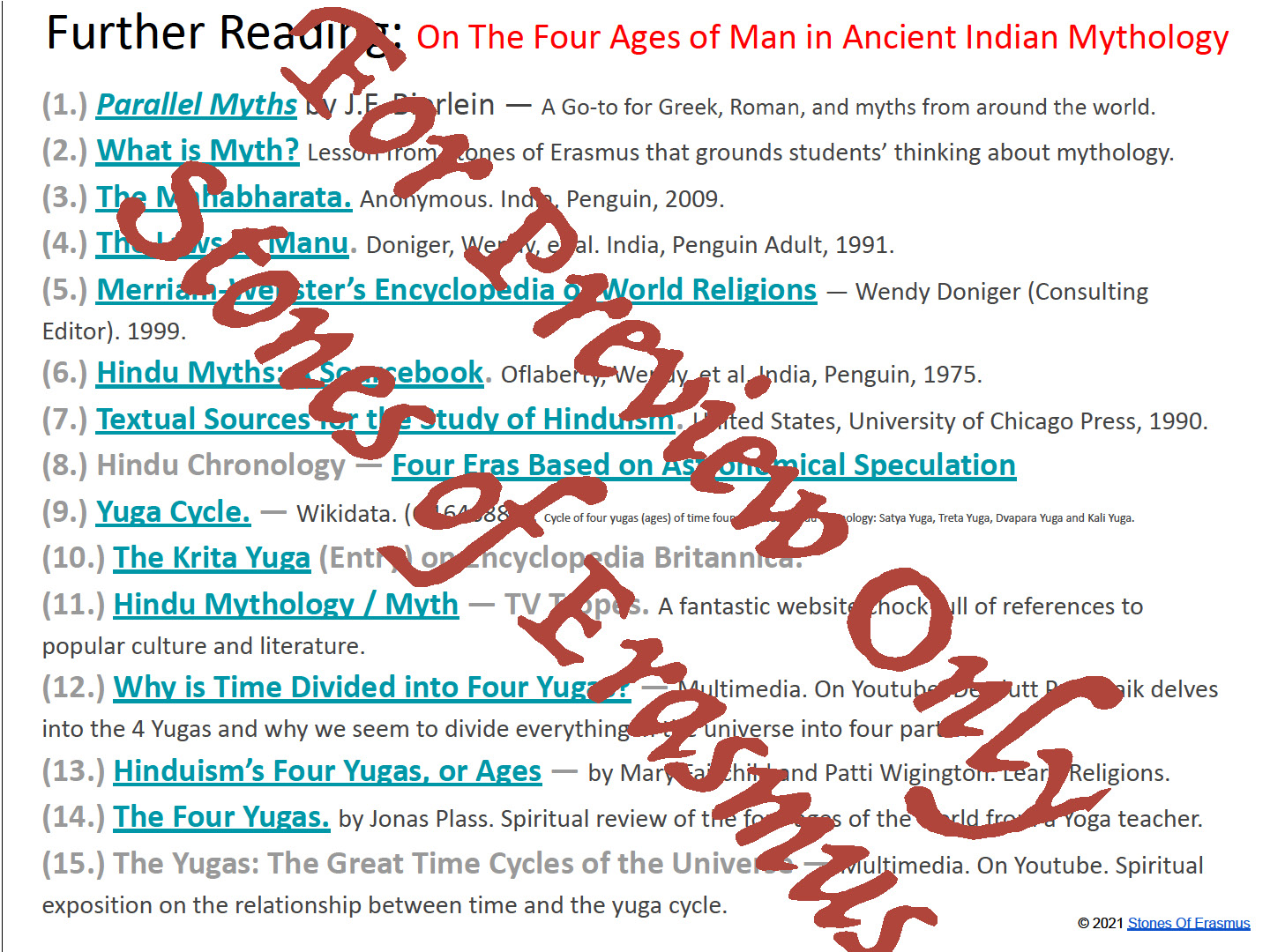 World Mythology Series: The Four Ages (Yugas) of Man (for Grades 8-10 ...