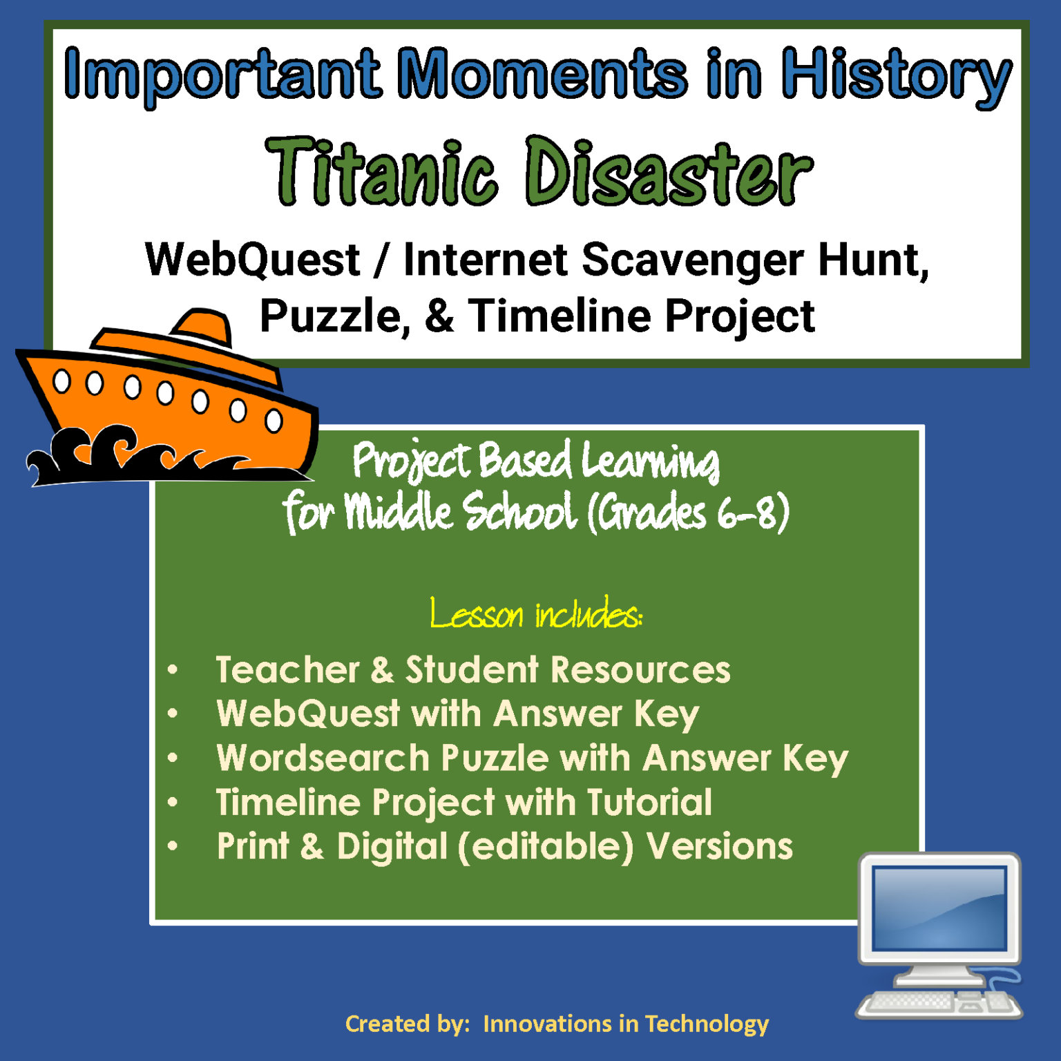 Titanic Disaster WebQuest & Timeline Project | Made By Teachers