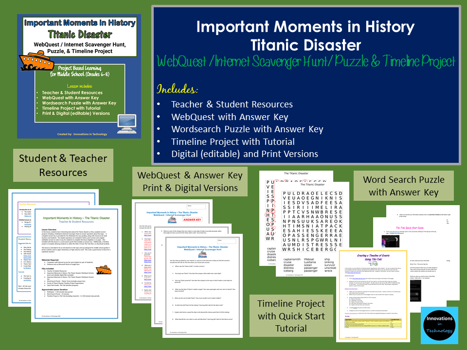 Titanic Disaster WebQuest & Timeline Project - Made By Teachers