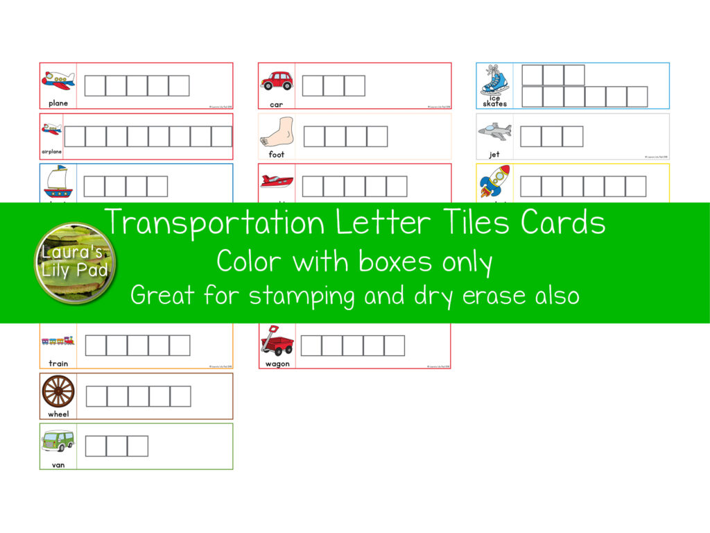 Transportation Word Letter Tiles Cards - Made By Teachers