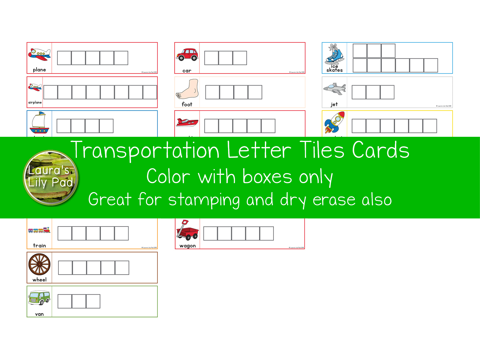 Transportation Word Letter Tiles Cards - Made By Teachers