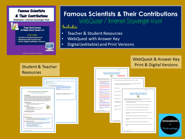 Famous Scientists WebQuest Internet Scavenger Hunt - Made By Teachers