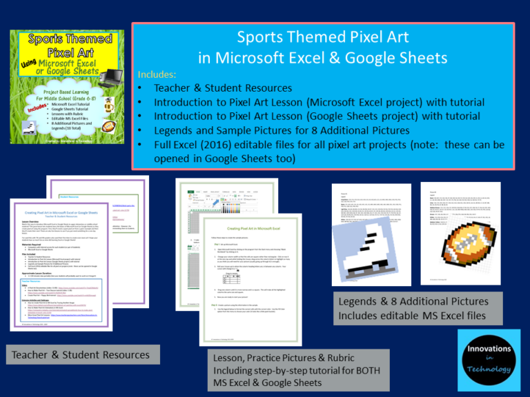Sports Themed Pixel Art in MS Excel or Google Sheets | Made By Teachers